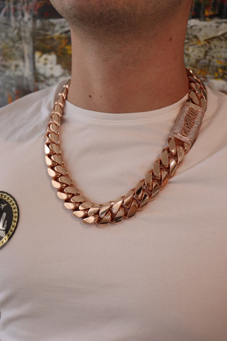 24MM Miami Cuban Link Chain – Premium 14k Gold Over .999 Silver + VVS1 ...